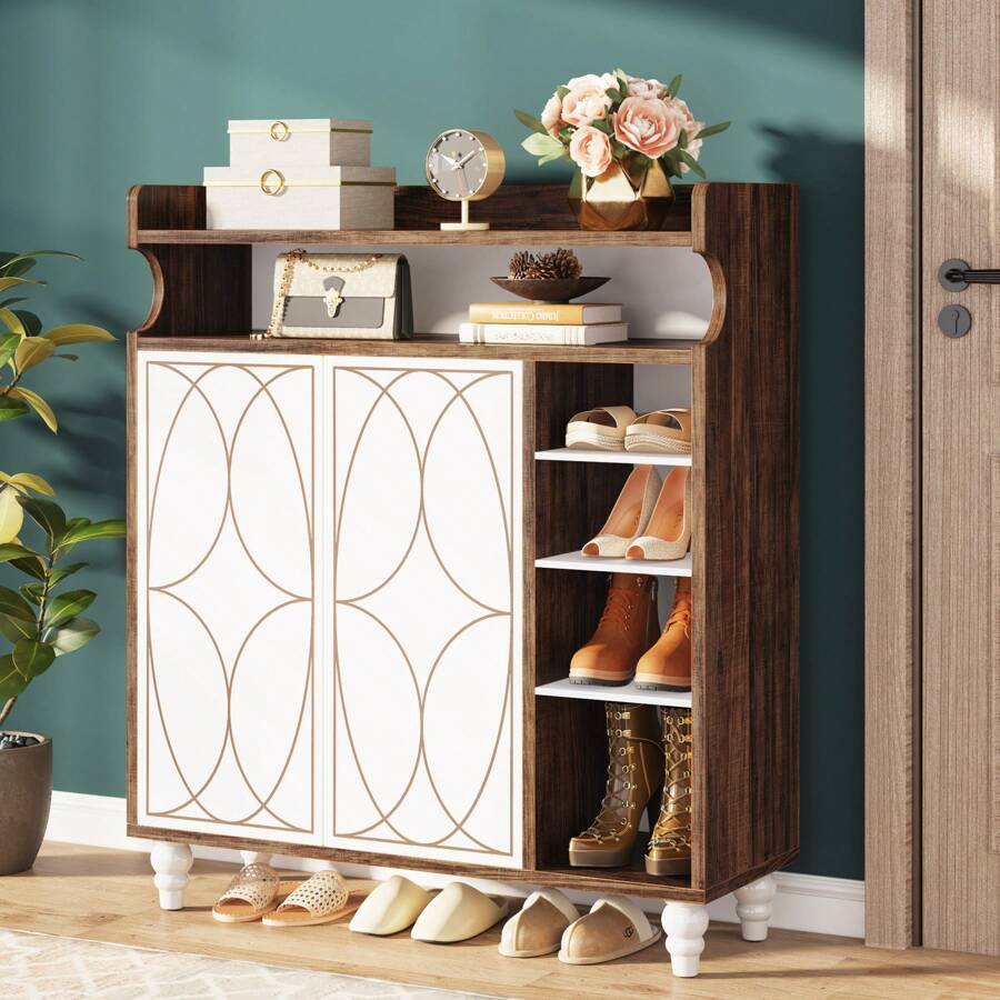 Tribesigns Shoe Cabinet With Doors, Shoe Storage Cabinet With ...