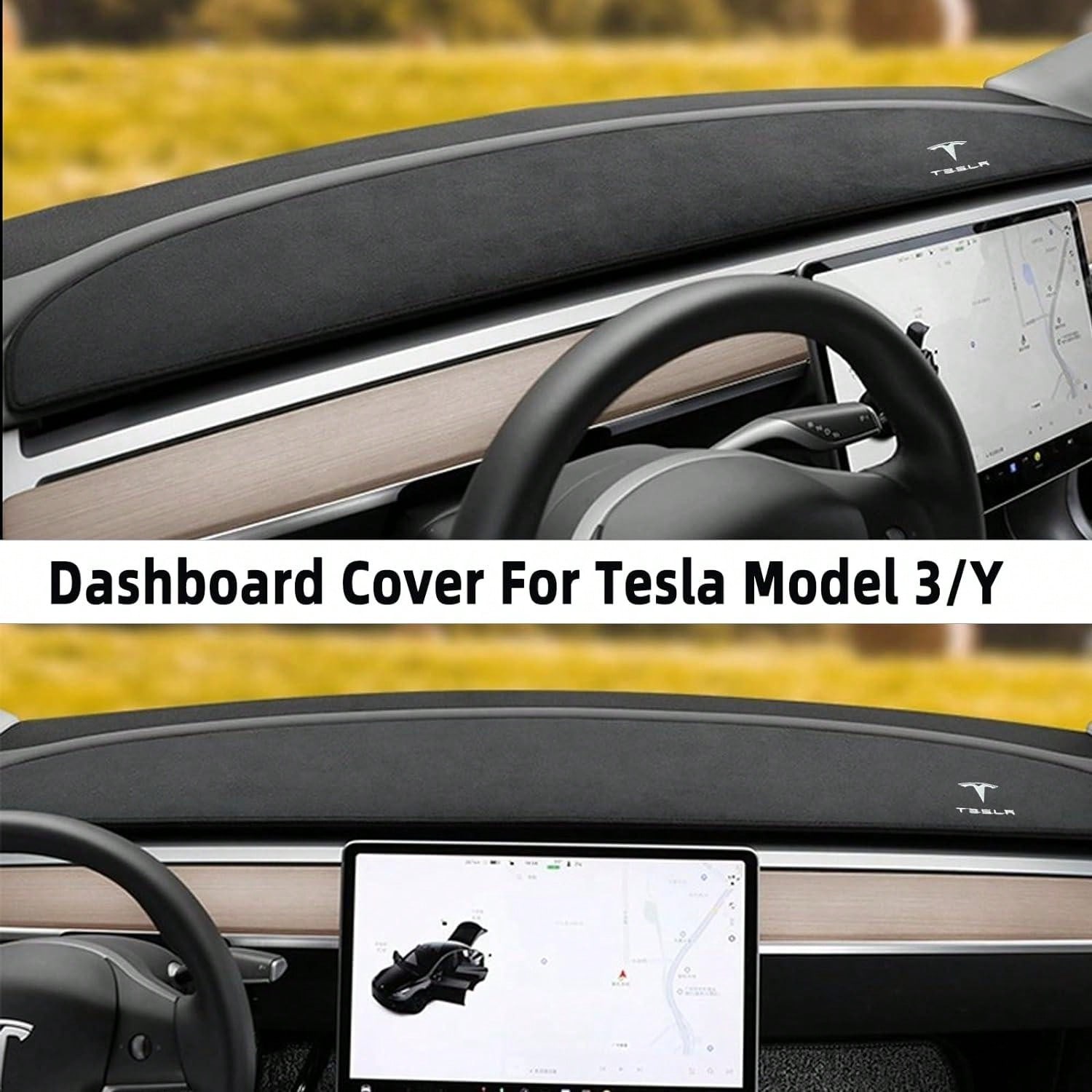 For Tesla Model 3/Y Dashboard Cover, Flange Dashboard Pad, Dashboard ...