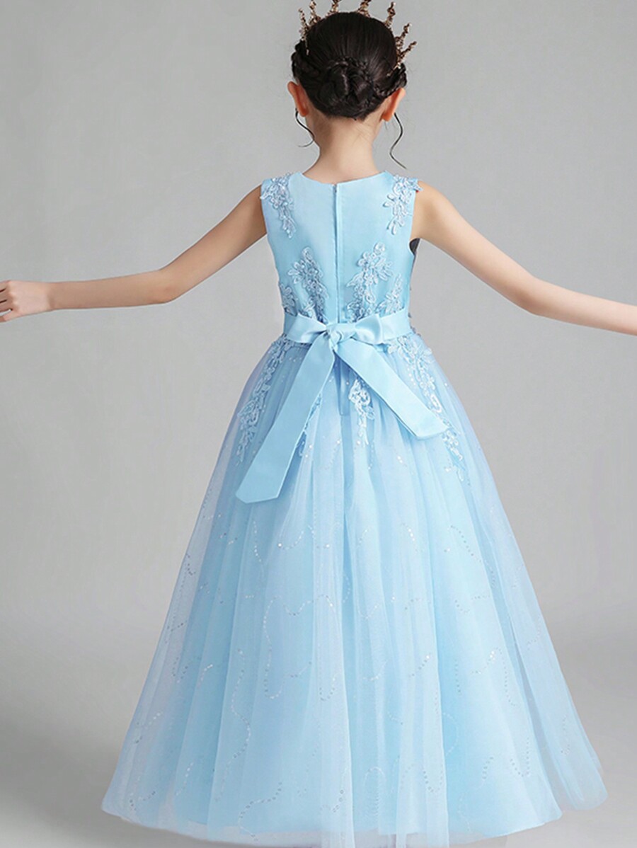 Tween Girl Lace Bridesmaid Dresses Kids Wedding Formal Dress Princess ...
