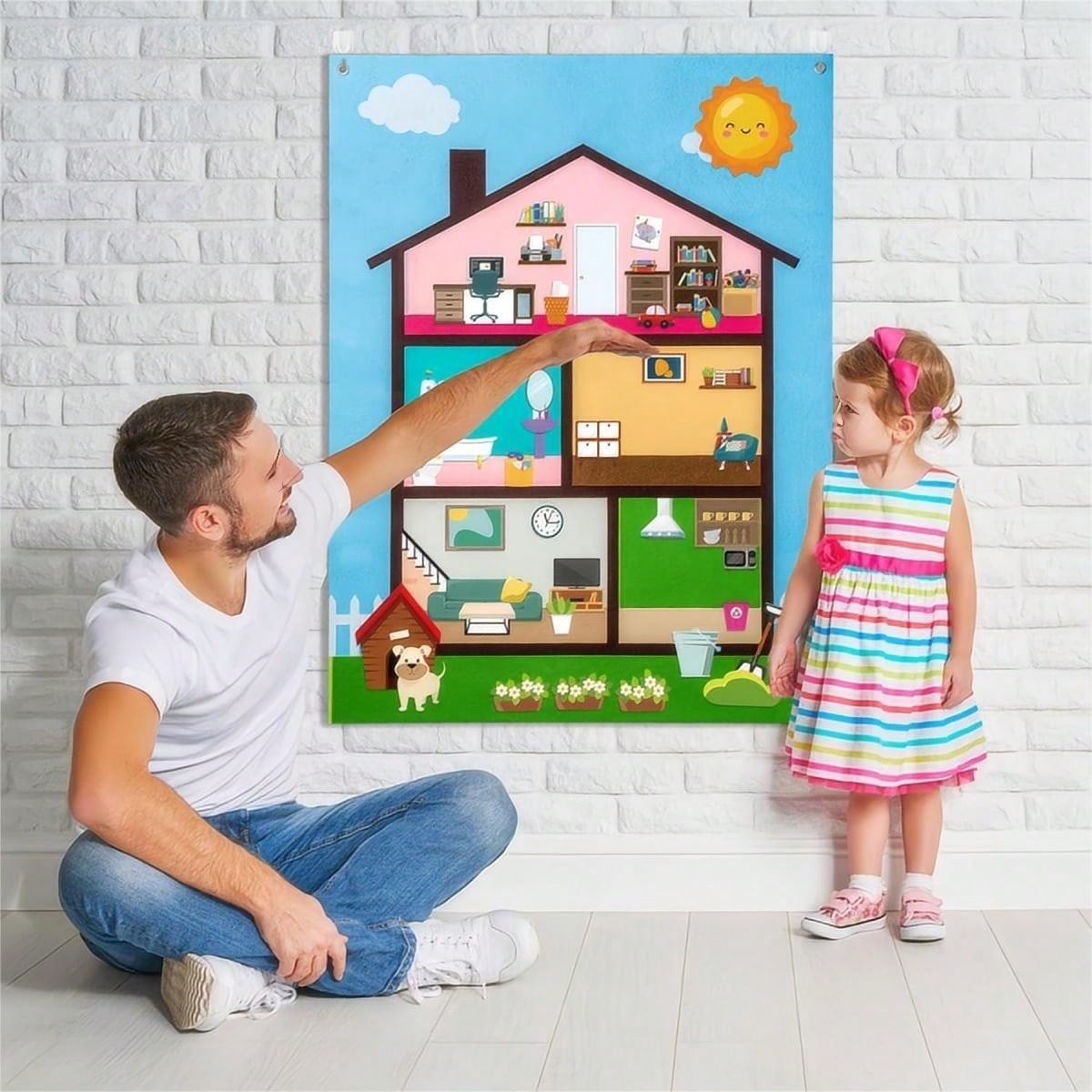 98Pcs Build My House Felt Story Board Set 3.5Ft Preschool Montessori ...