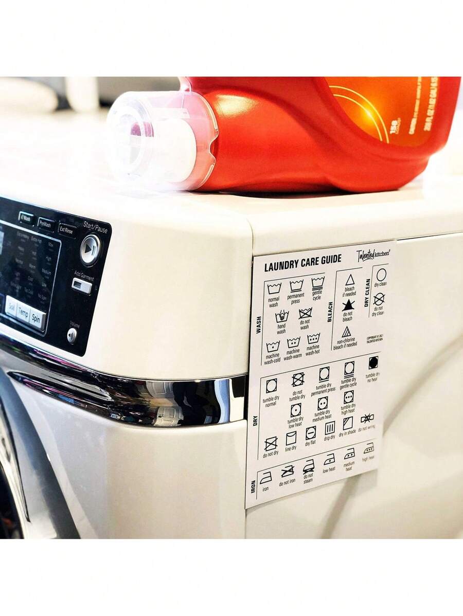 Talented Kitchen Magnetic Laundry Symbols Chart - White Vinyl Laundry ...