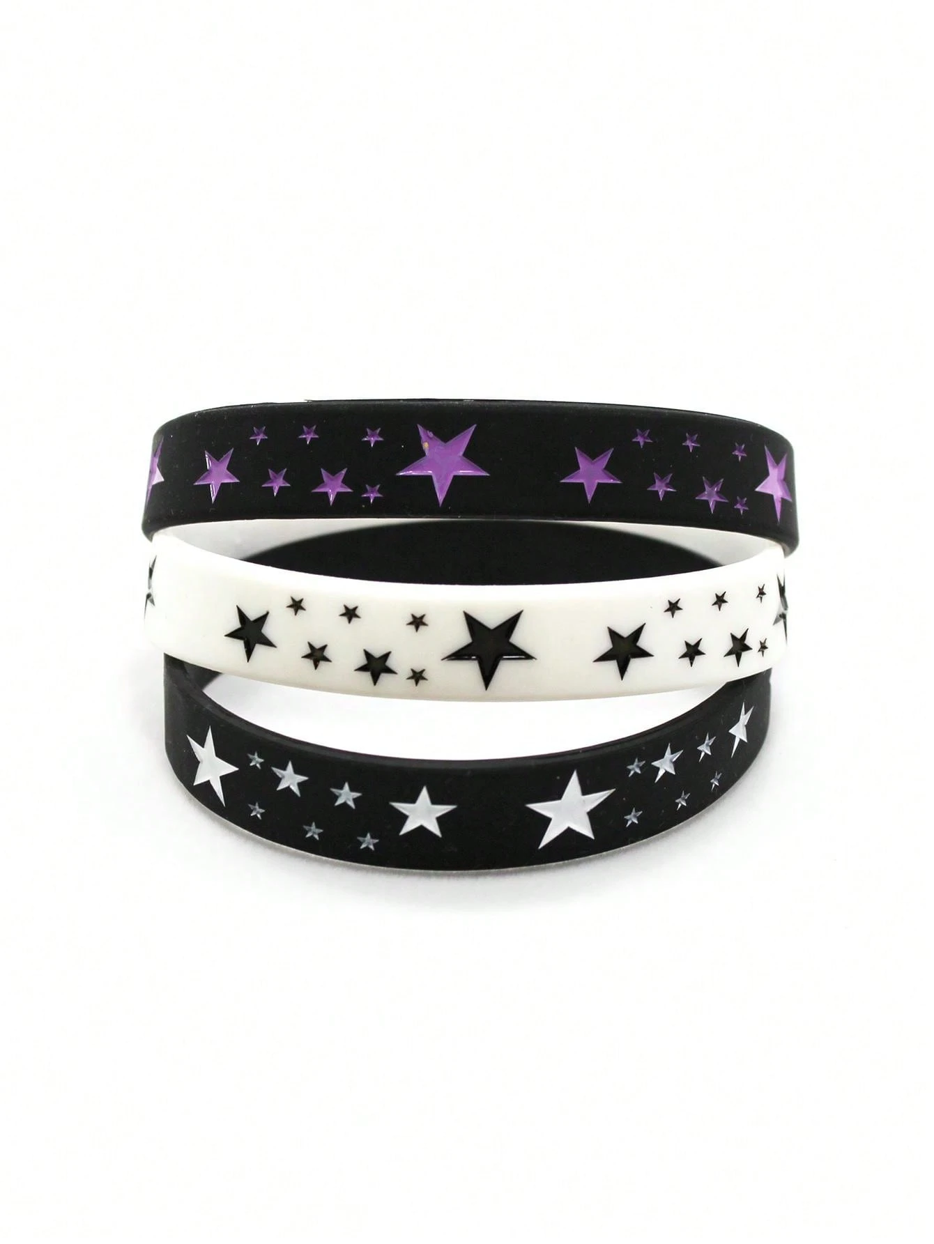 3pcs Silicone Star Design Punk Style Sports Wristbands | SHEIN USA