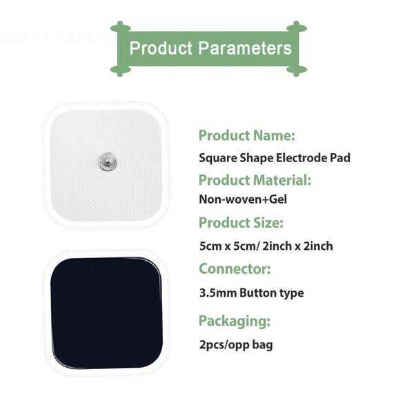 20pcs Popular 5X5cm Self Adhesive Electrode Pads 3.5mm Snap Non-Woven ...