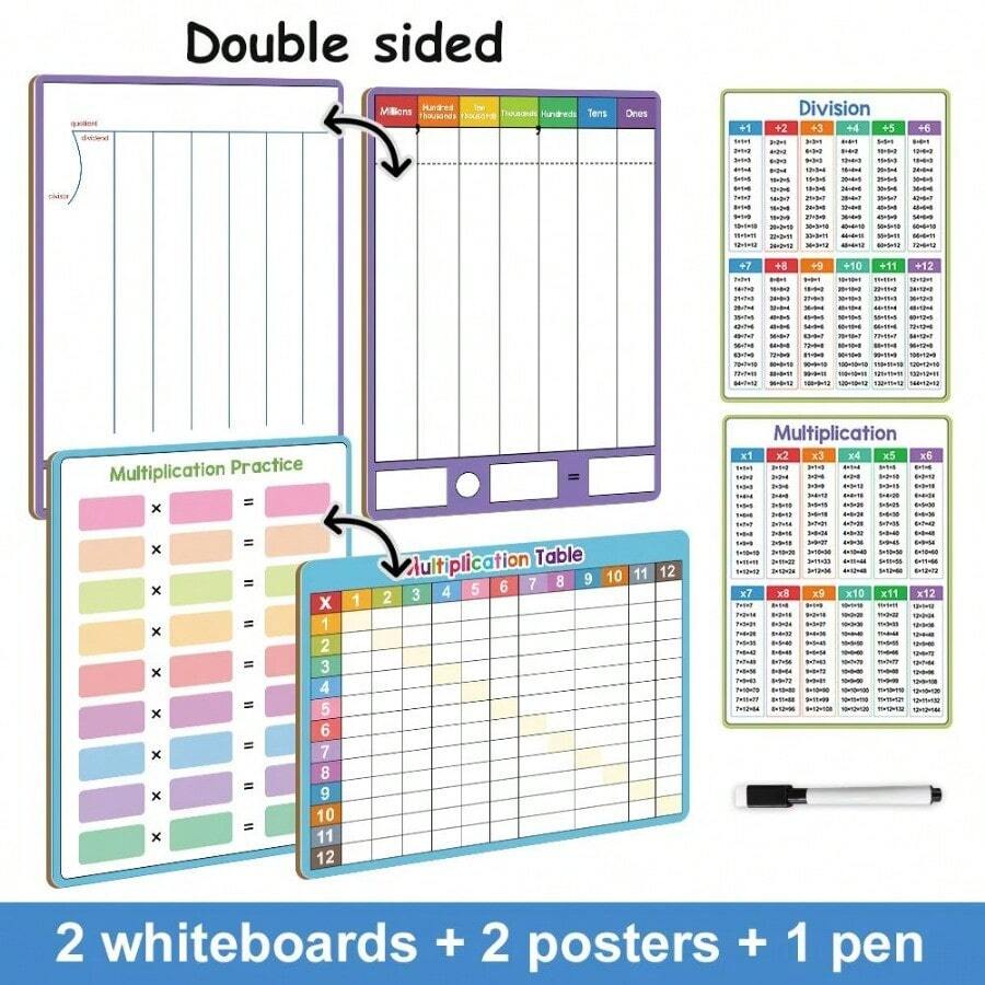 Dry Erase Division & Multiplication Chart White Board Double Side ...