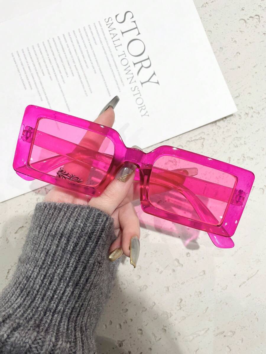 1pc Fashionable Y2k Square Frame Cute & Casual Retro Sport Eyeglasses ...