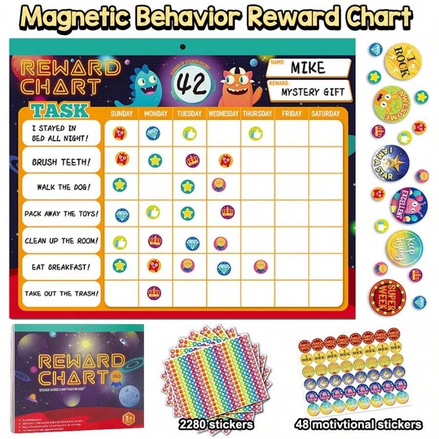 English Magnetic Reward Chart Behavior Chore Chart Reward Visual ...