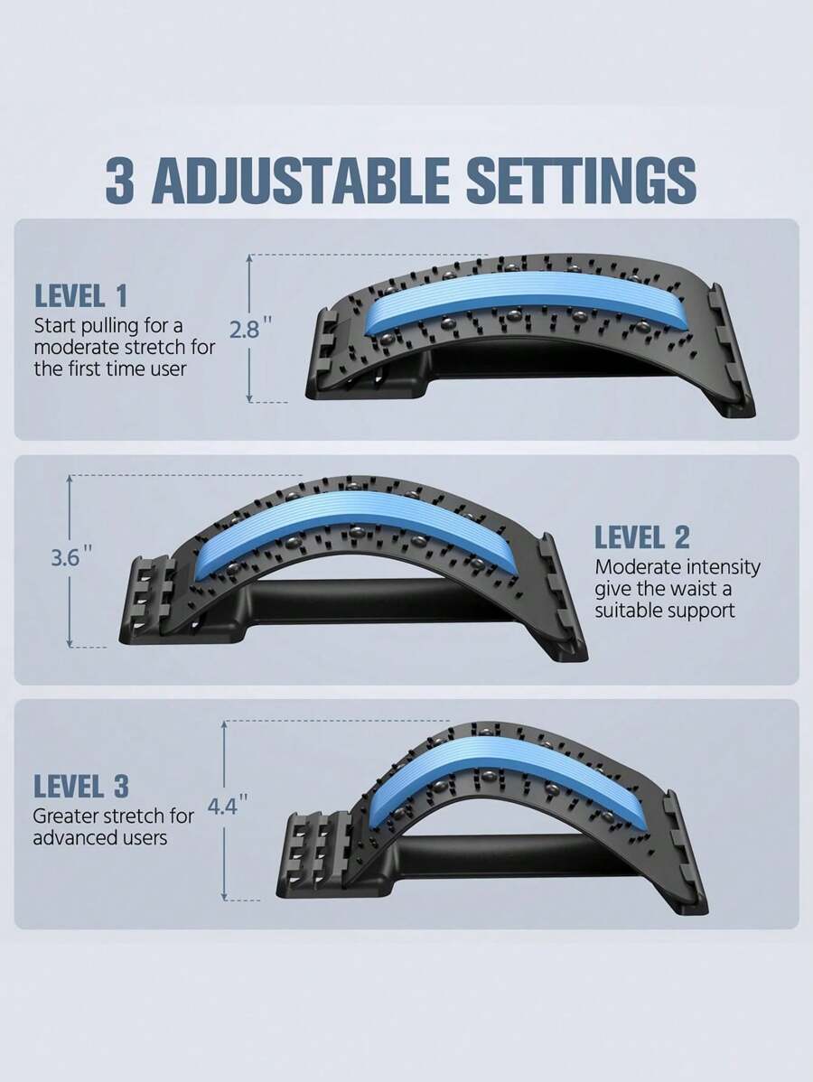 Back Stretcher For Lower Relief, 3 Level Adjustable Lumbar Back Board ...
