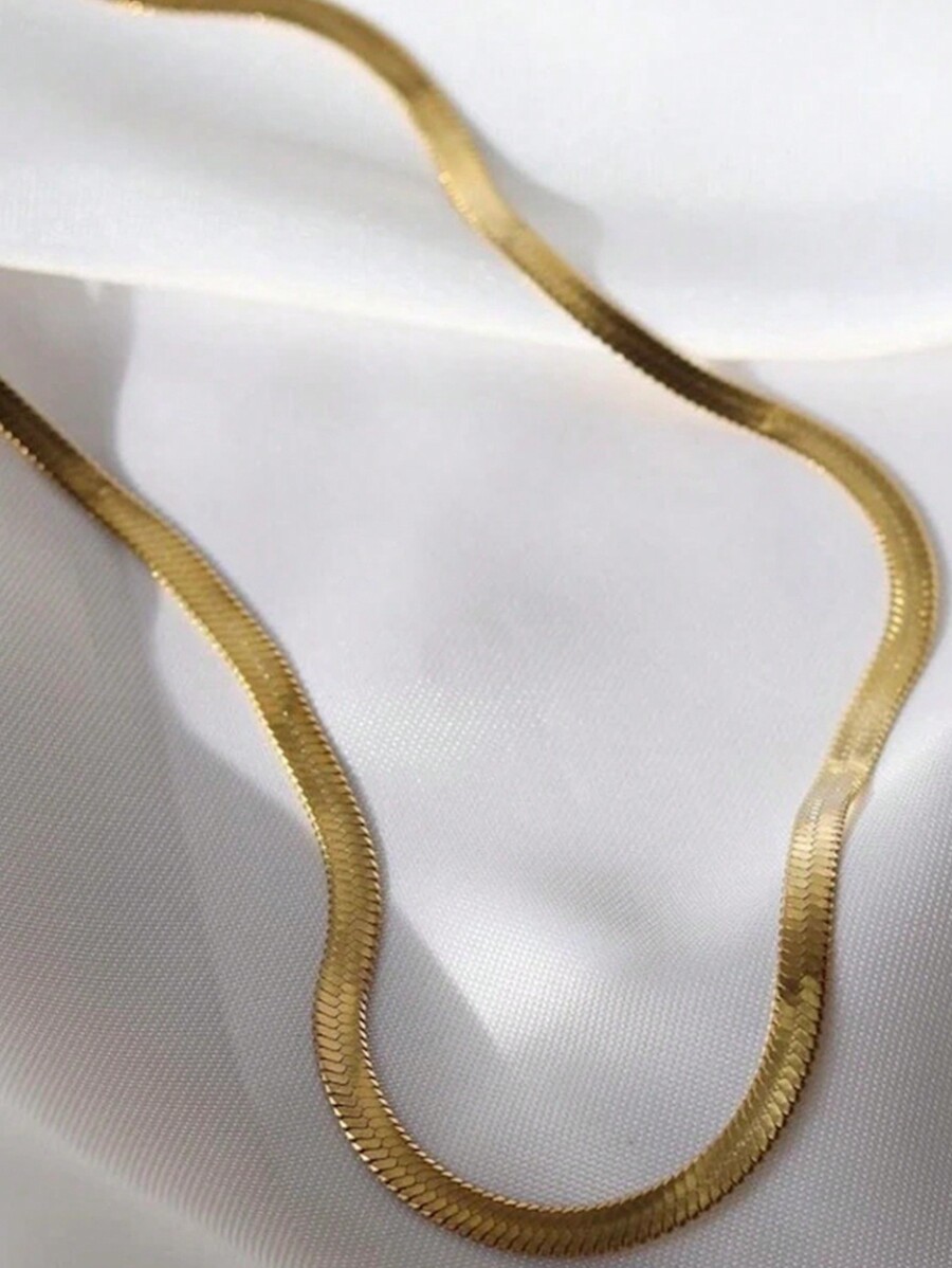 MECYLIFE 1 Piece Simple Stainless Steel Flat Snake Chain Fashionable ...