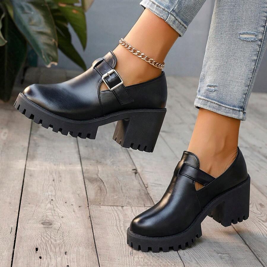 Sapatos Mary Jane Femininos Com Solas Grossas, Estilo Casual, Slip-on ...