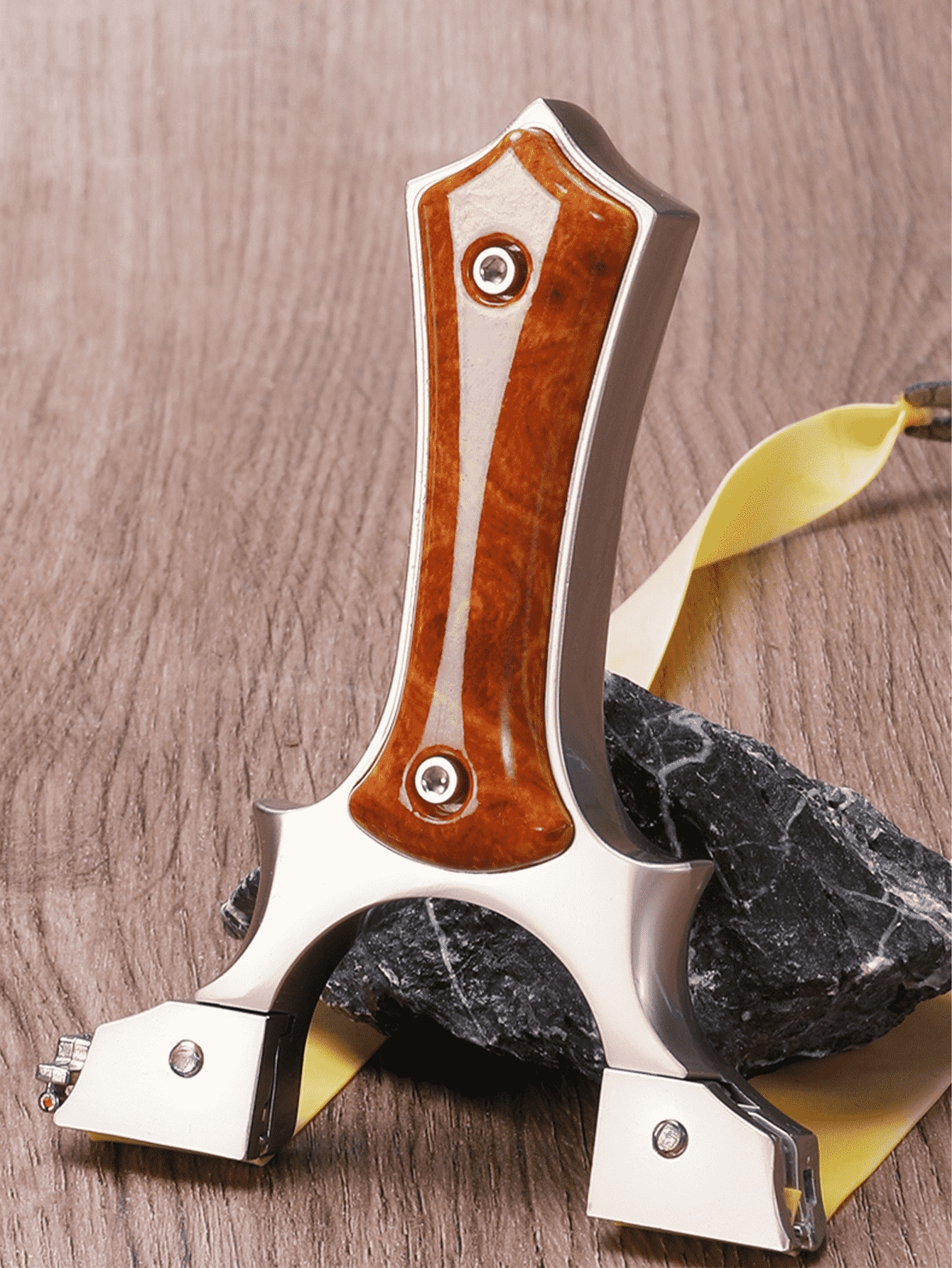 1pc Stainless Steel Slingshot With Flat Rubberband, High Precision ...