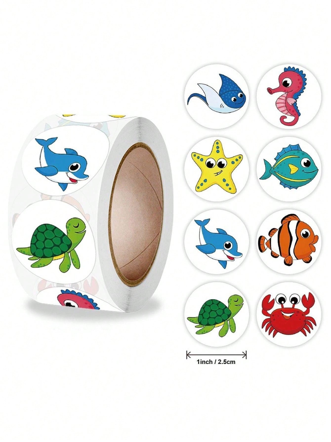 Rollo De 500 Piezas Con Varios Diseños De Stickers Infantiles De ...