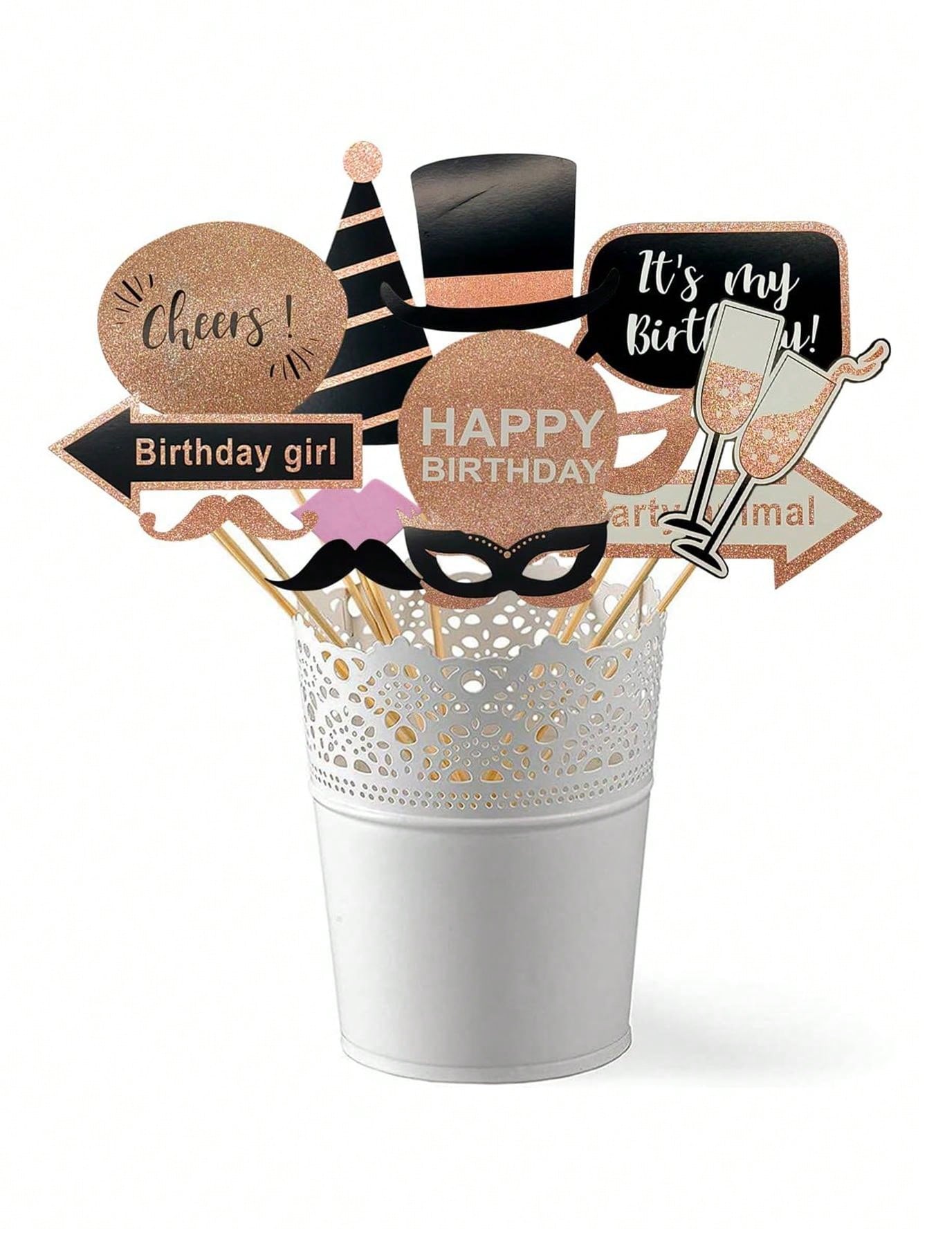 Birthday Party Photo Booth Props, 30 Pieces Rose Gold Bday Party Props ...