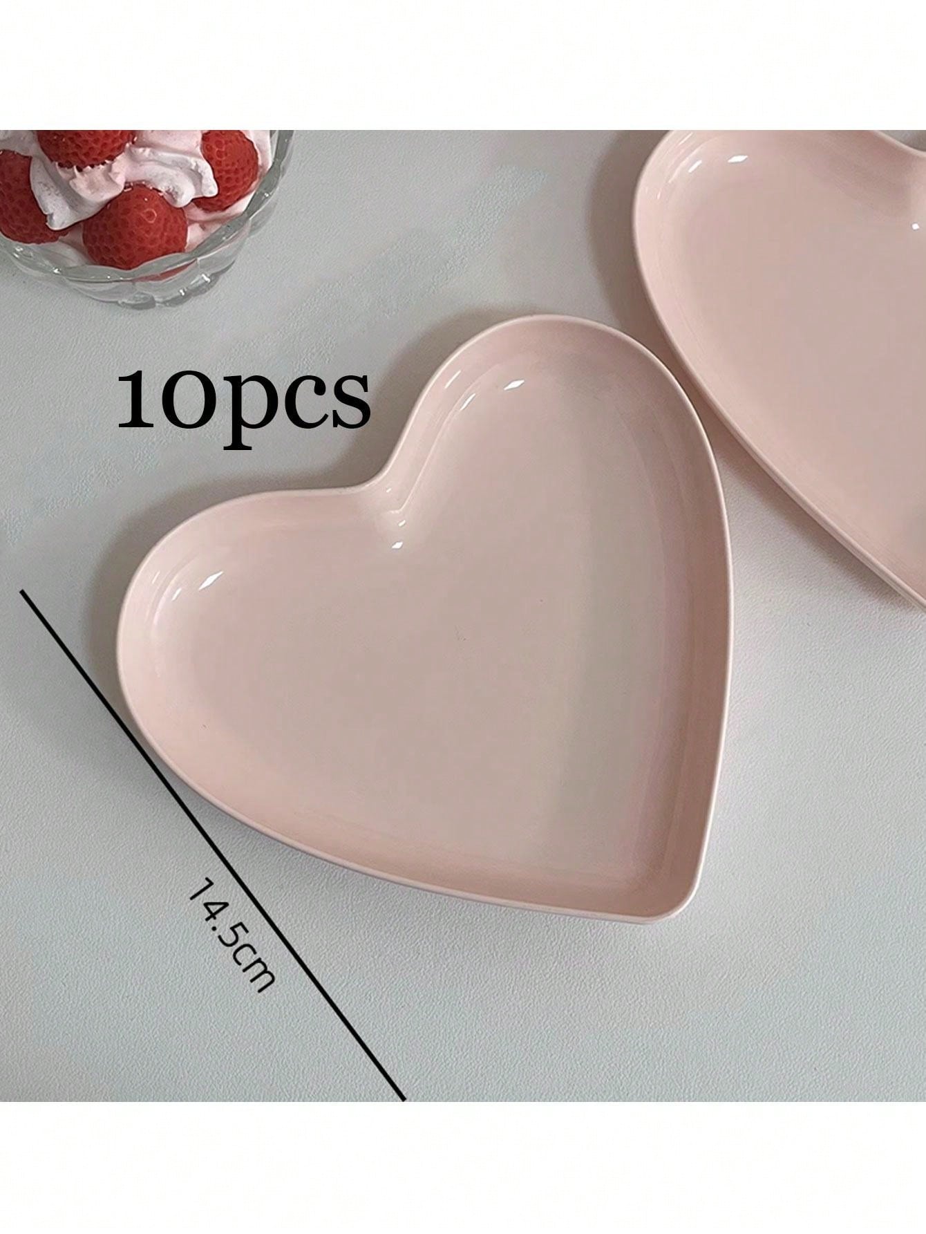 10pcs Heart Shaped Plastic Snack Plates For Candy, Fruit, Nuts, Home ...