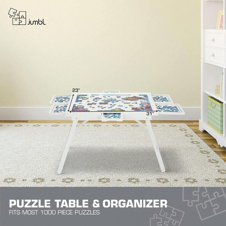 JUMBL Jumbl 1000-Piece Puzzle Table W/Cover, 23" X 31" Jigsaw Puzzle ...