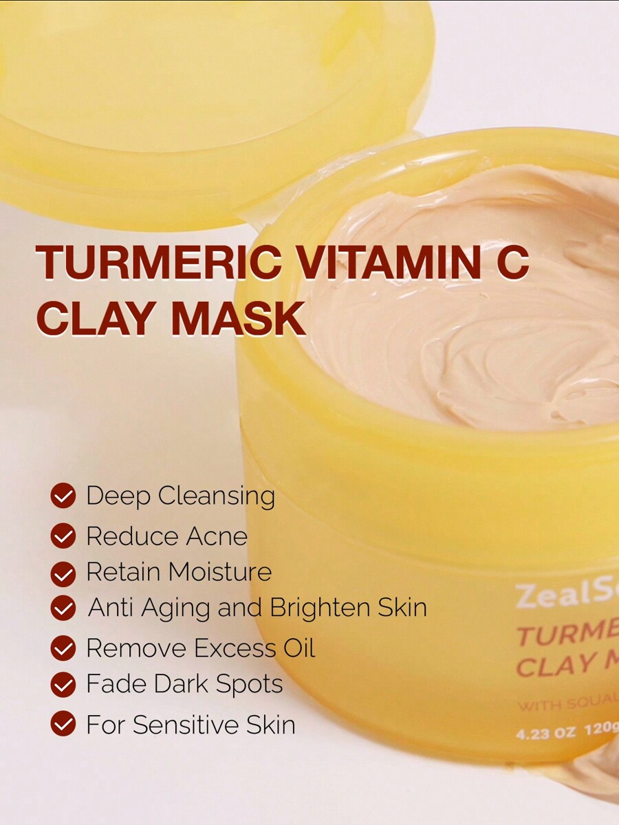 ZealSea Turmeric Clay Mask With Vitamin C, Mud Mask To Detoxify And ...