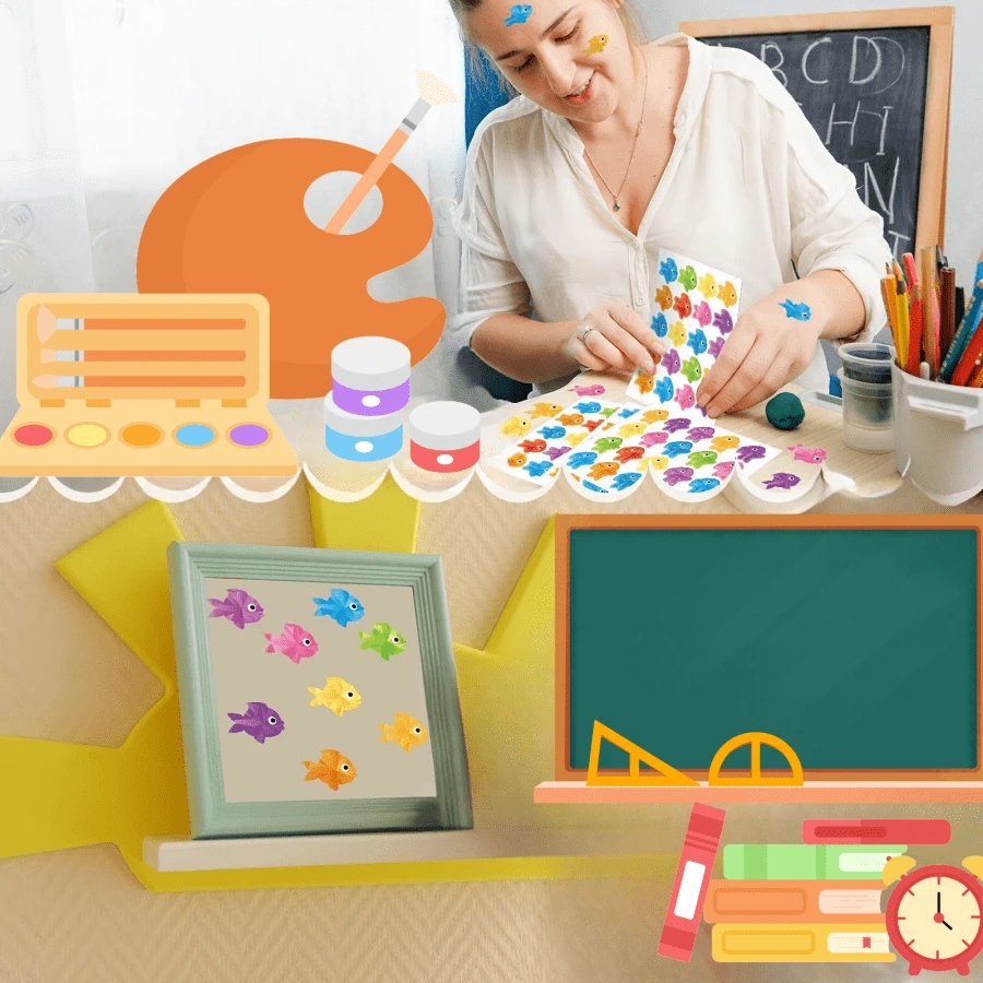 100pcs Self-Adhesive Colorful Fish Stickers For Classroom Themes ...