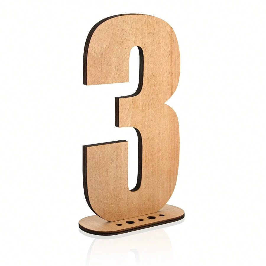 Wooden Numbers 0-9 Table Stand Decorative Sign Board For Anniversary ...