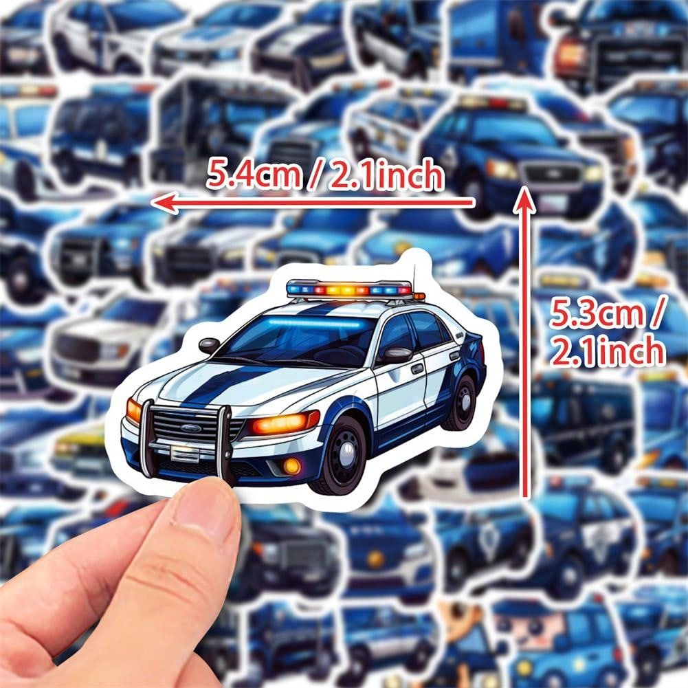50 Sheets Of Kids Police Car Stickers Police Car Cartoon Car Trunk ...