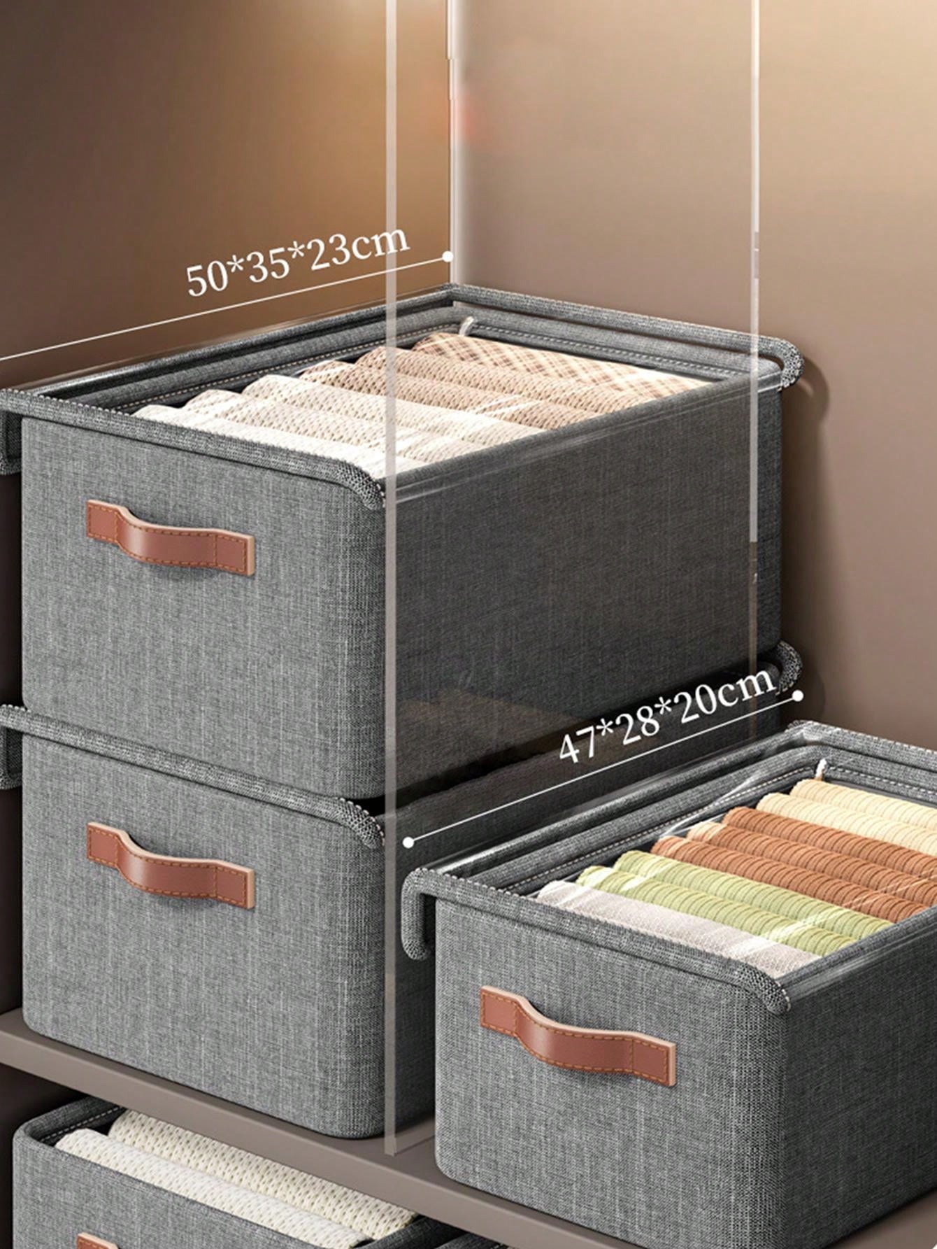 Upgraded Anti-Static Wardrobe Storage Box With Lid, Steel Frame ...