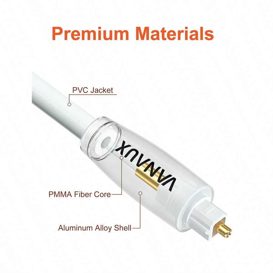White Fiber Optic Audio Cable,Digital S/PDIF Toslink Fiber Optic ...