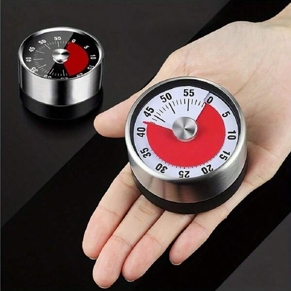 White Stainless Steel Magnetic Timer Kitchen Mechanical Time Management ...