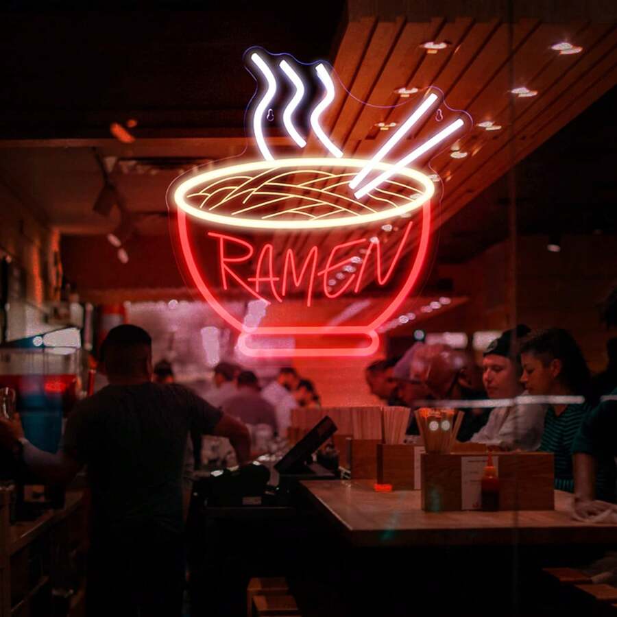 Red Ramen Neon Light Sign, Dimmable D Japanese Neon Light Sign, Bright ...