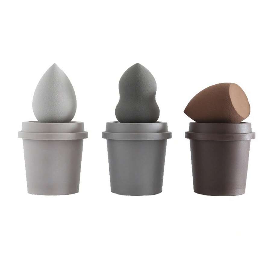 Light Gray Coffee Cup Shaped Makeup Sponge, Versatile Wet And Dry Egg ...