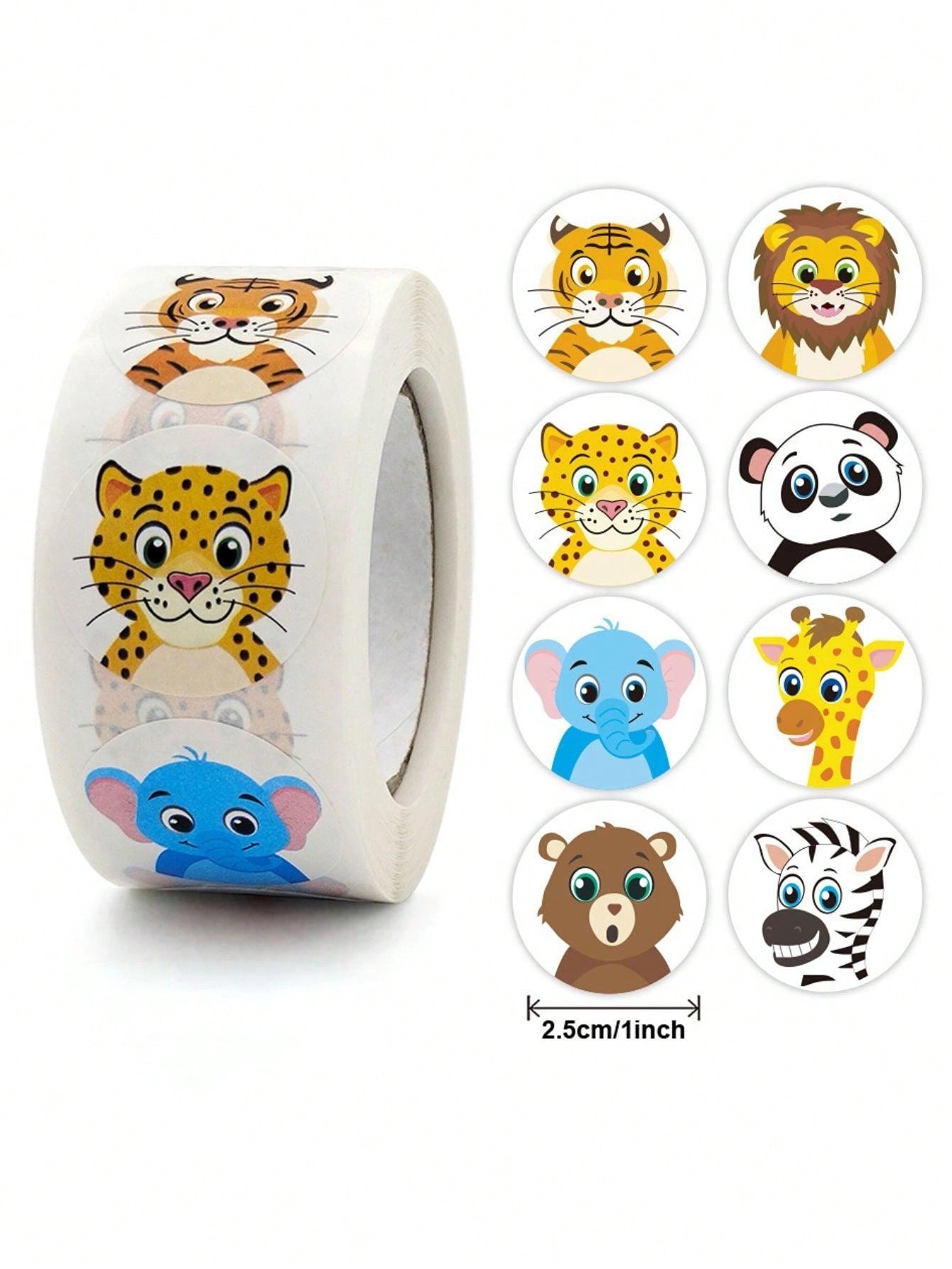500pcs/Roll Cute Animal Cartoon Children Stickers - Teacher Student ...