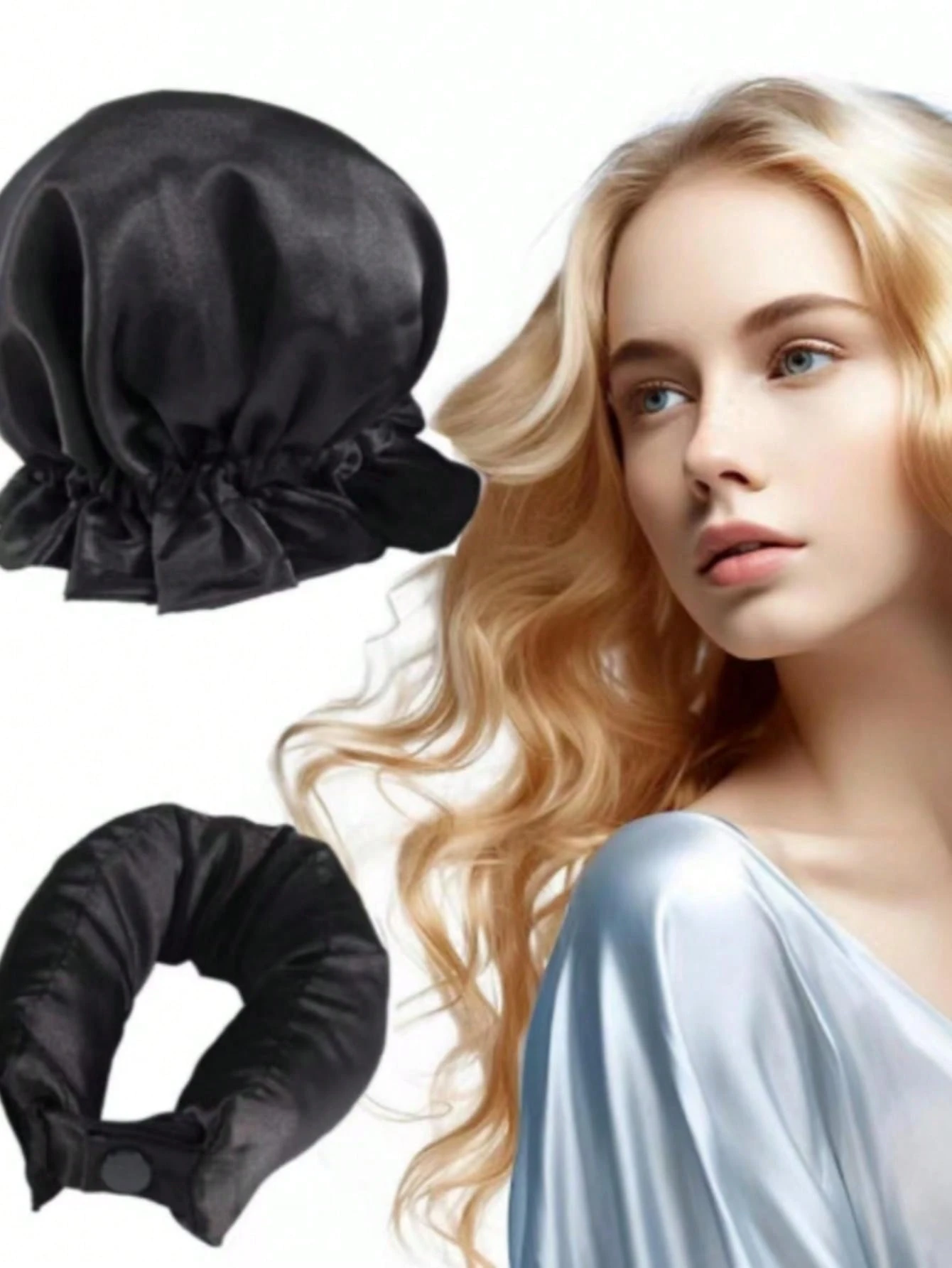 2pcs Black No Heat Hair Curlers With Curling Caps, Hair Rollers For ...