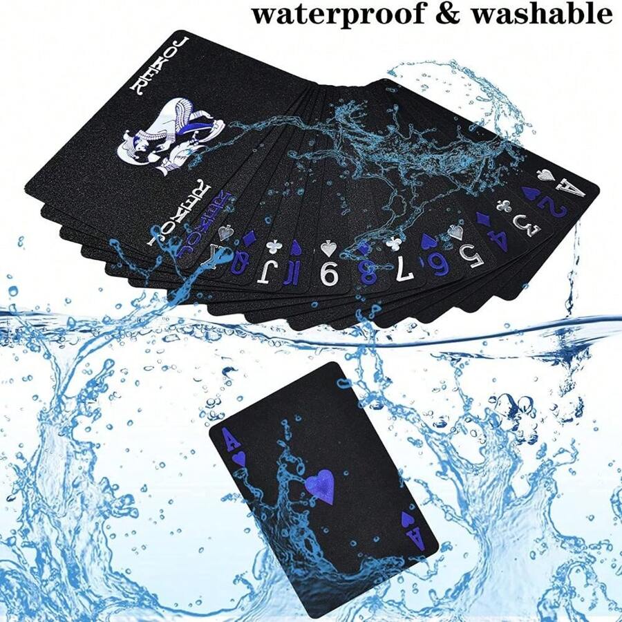 Black Playing Poker Cards Waterproof PVC Playing Cards With Box For ...