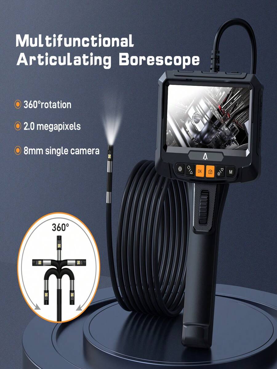 Dual Lens Serpentine Pipe Borescope With Illuminated Video Inspection ...
