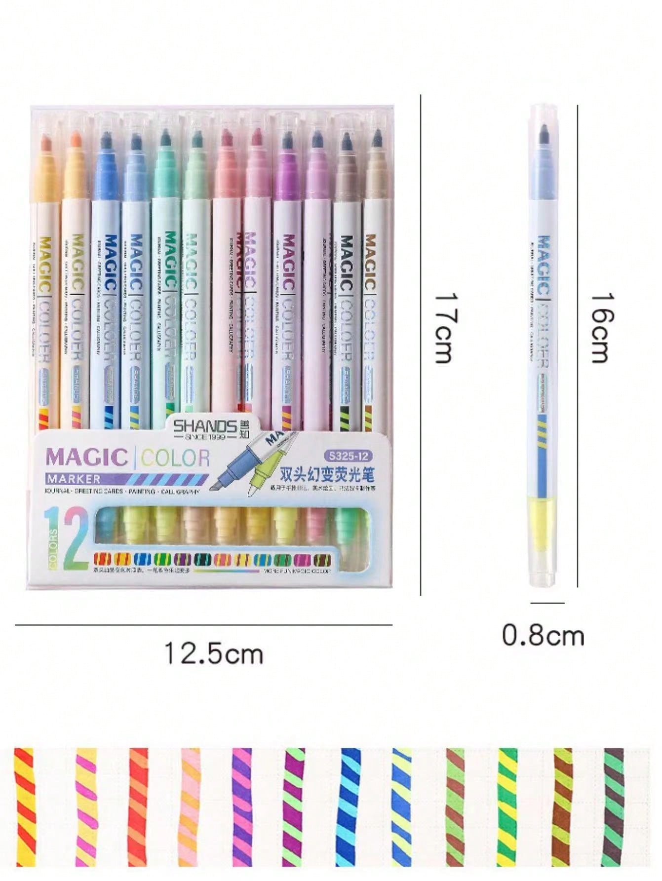 Double-headed Magic Color Changing Highlighter Marker Set For Children ...