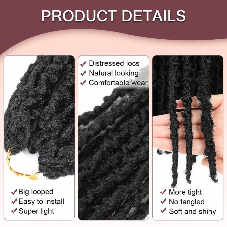 24 Inch 1 Pack Butterfly Locs Crochet Hair Soft Distressed Locs Crochet ...
