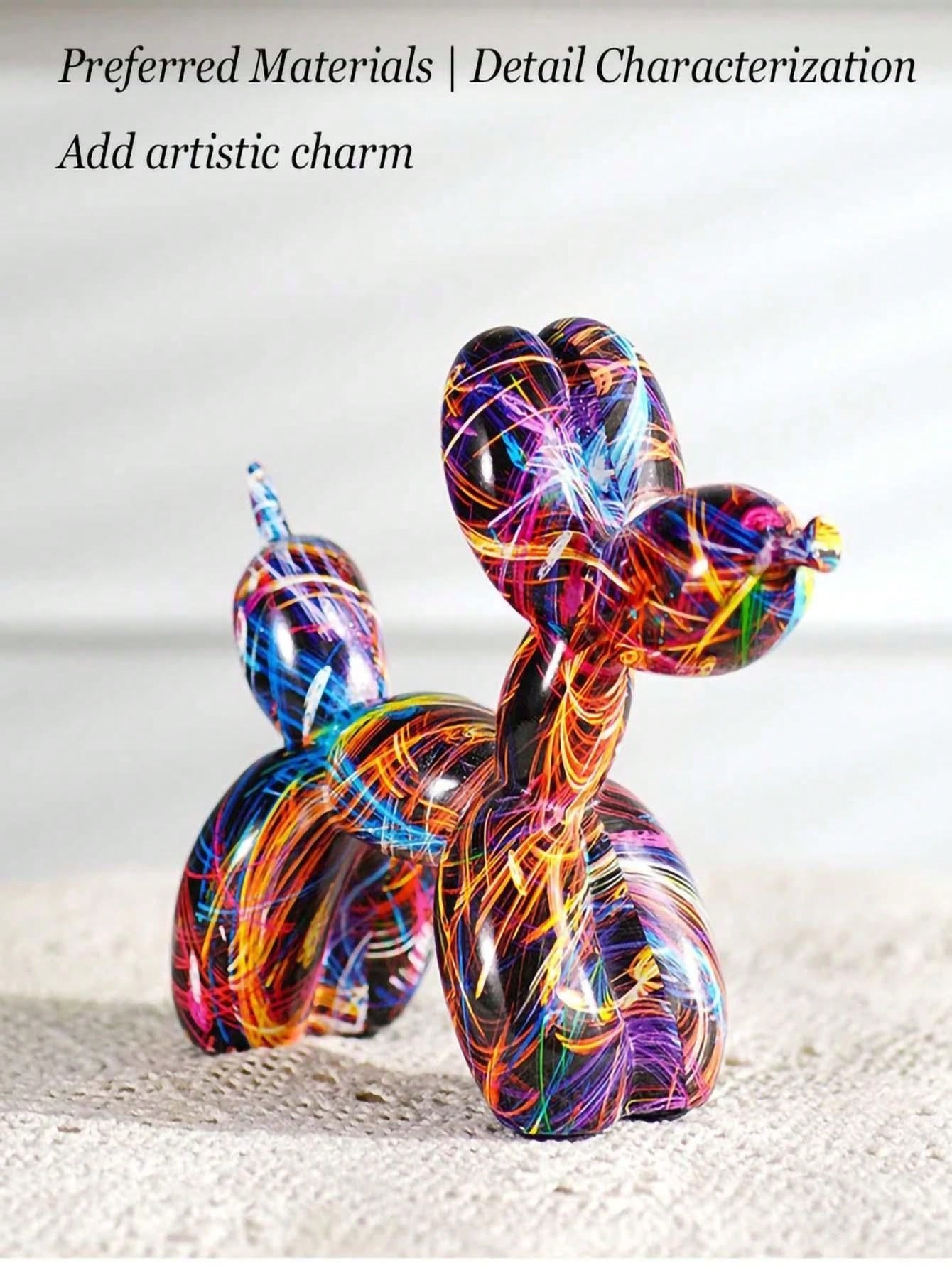 Fireworks Resin Graffiti Balloon Dog Figurines For Interior Home ...