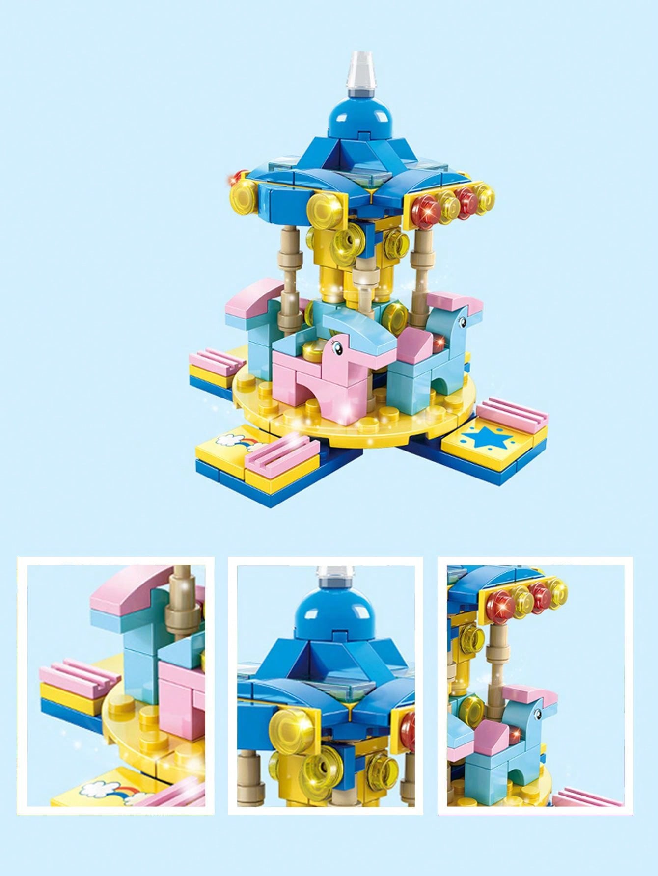 159pcs Mini Rotating Carousel Building Block Toy, Girls' Educational ...