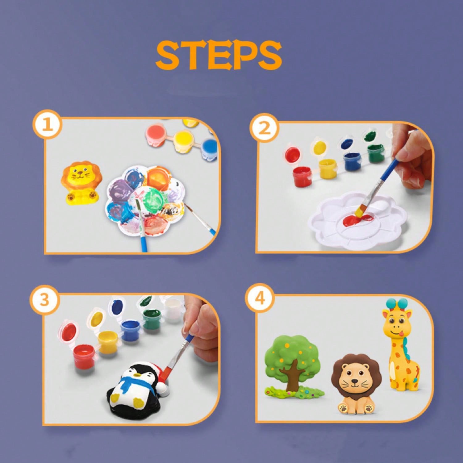 Kids' Forest Animal Coloring Plaster Doll, Mini Diy Creative Handmade ...