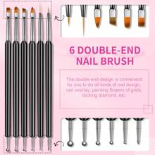Saviland Nail Art Brushes Set - 6pcs Double-End Nail Art Brushes Kit ...