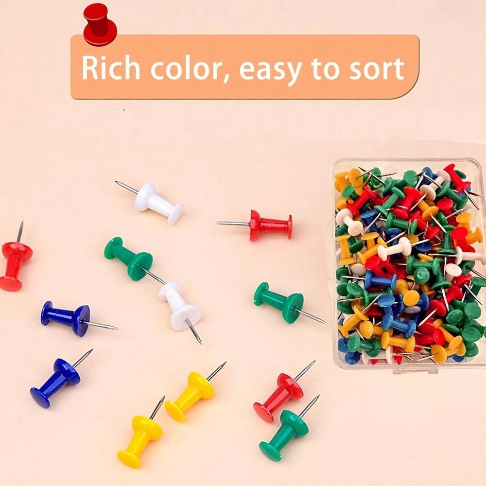 150 piezas de chinchetas con cabeza de plástico de colores y punto de ...