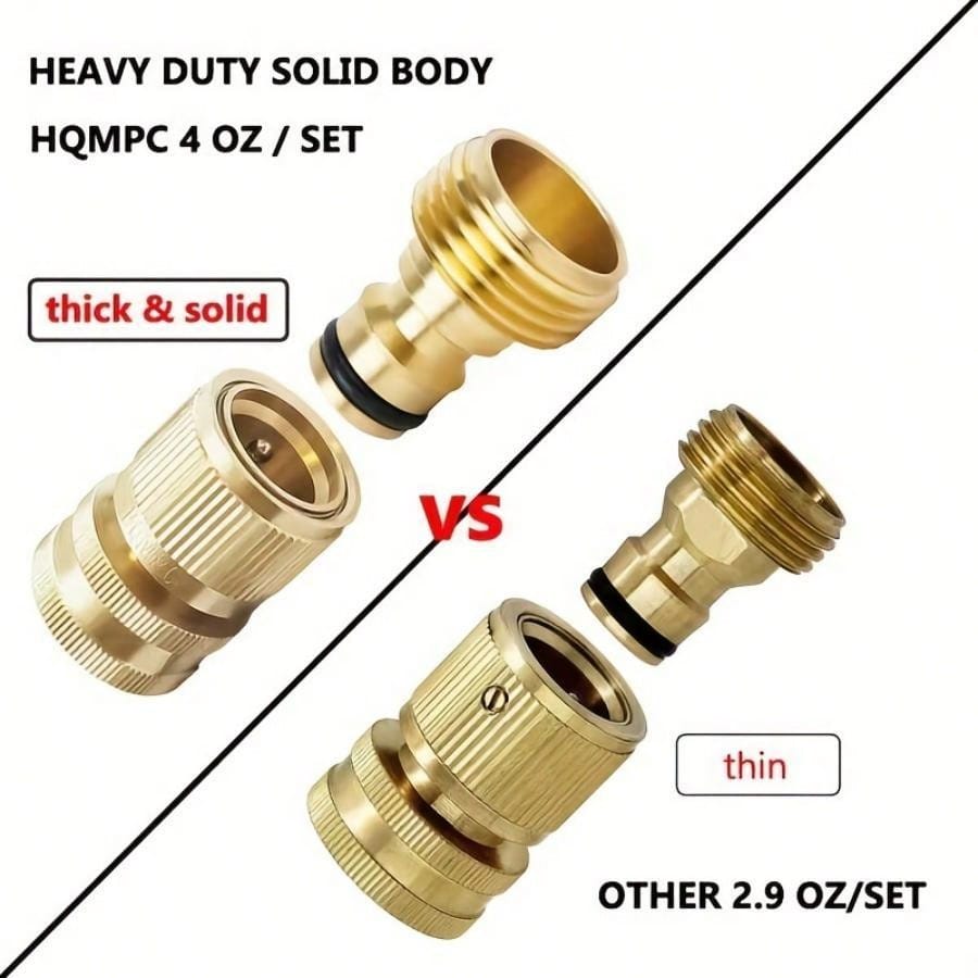 Brass Hose Connector, Solid Brass Garden Quick Connector, Garden Hose ...