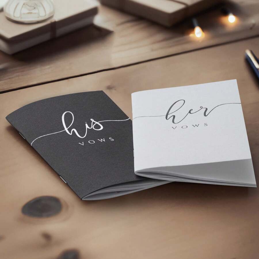 2PCS Wedding Vow Books, Vow Books His And Hers With Gold Foil Lettering ...