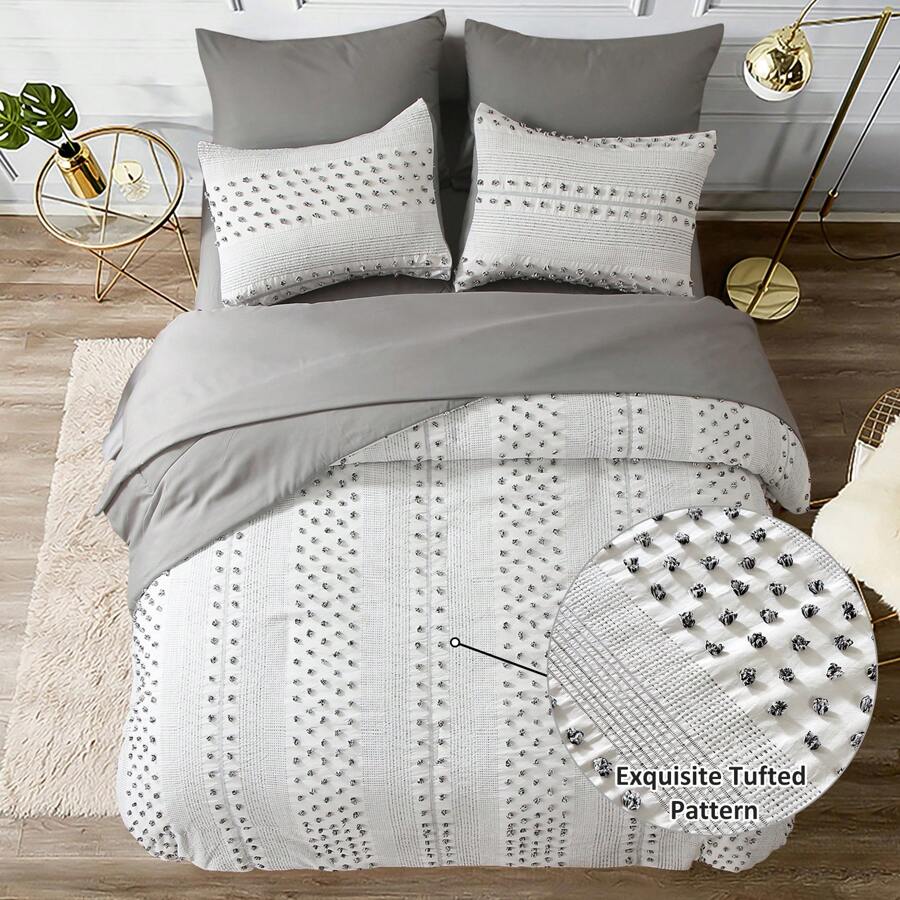 7pcs Boho Comforter Set Bohemian Bed In A Bag Tufted Shabby Chic ...