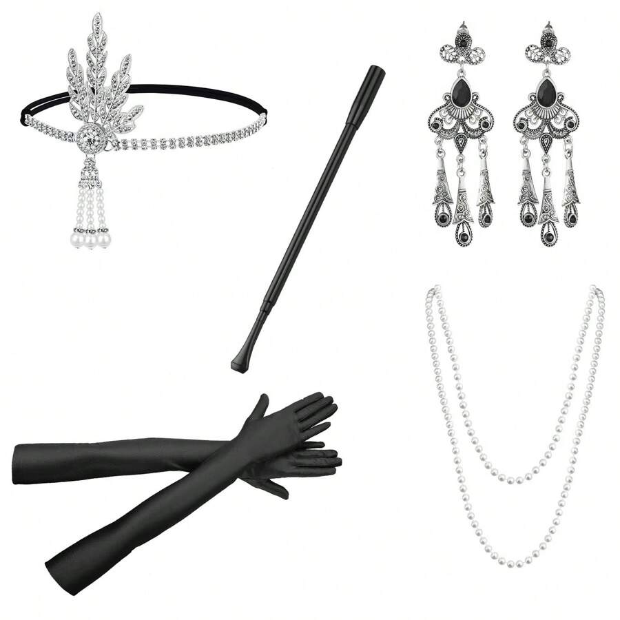 Set de accesorios de estilo 'Flapper' de los años 20 que incluye ...
