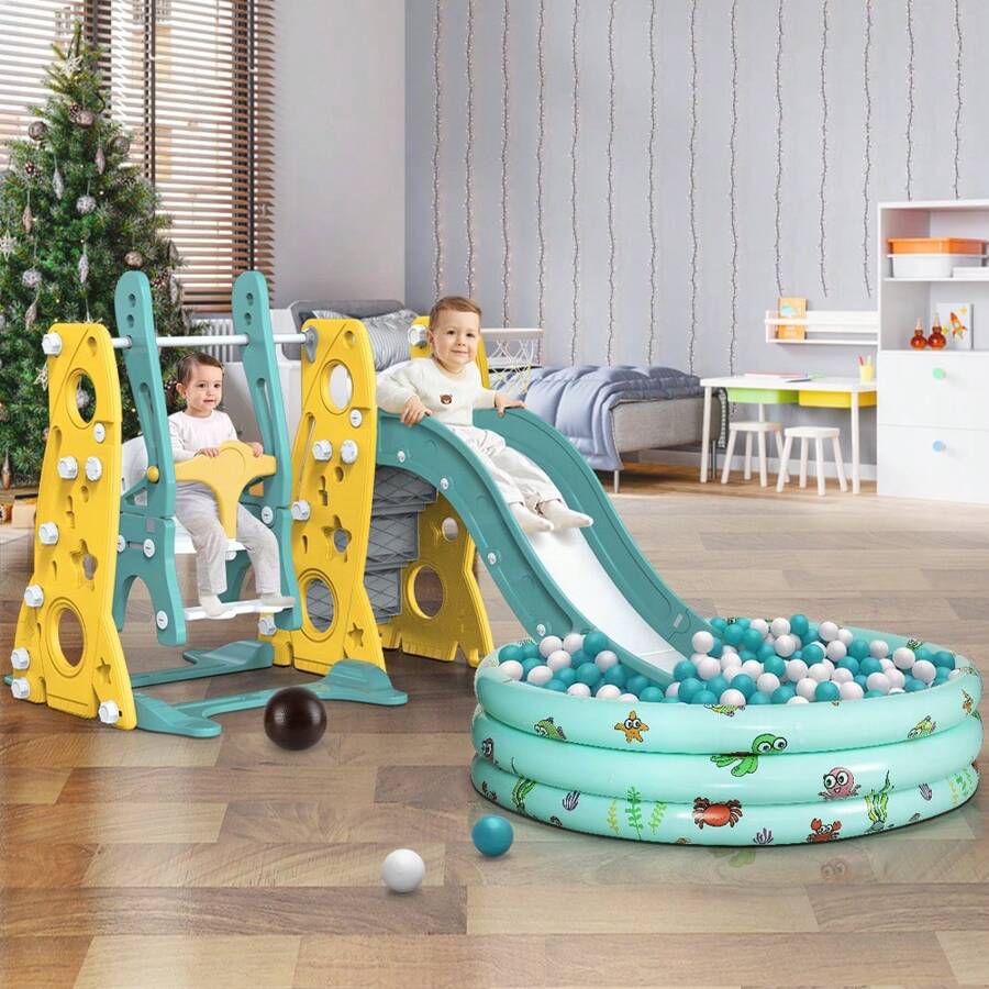 GIKPAL 5 In 1 Toddler Slide And Swing Set, Kids Large Climber Slide ...