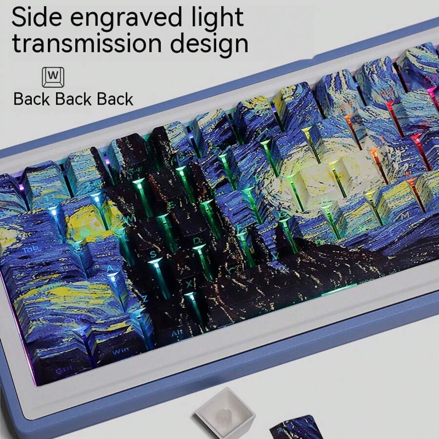 138-Key Oem Profile Pbt Sublimation Starry Sky Translucent Keycaps ...