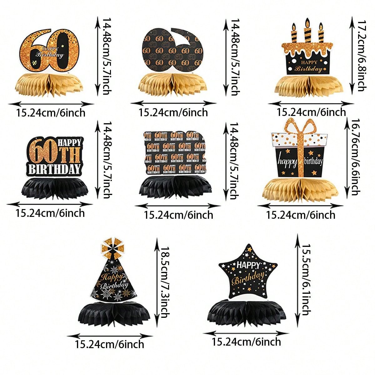 Black Gold Birthday Party Decorations Honeycomb Ball & Number Shaped ...