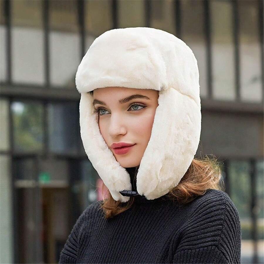 1 Pc Men Women Thick Plush Bomber Hat Warm Winter Hat Trapper Hats ...