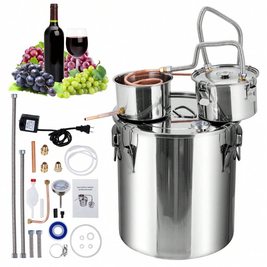 Home Alcohol Still With Thumper Keg - Copper Tube, Built-In Thermometer ...