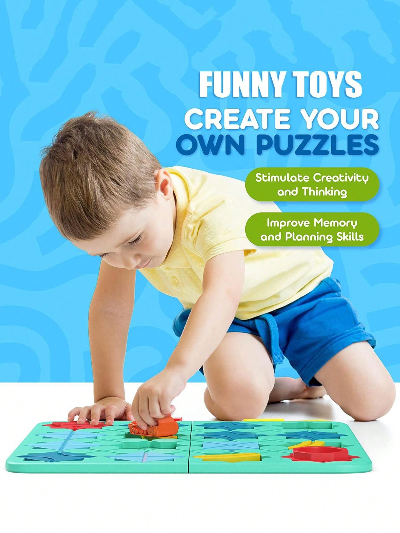 Logic Board Game For Kids Blocks Puzzle Car Track Toy Race Car Rail ...