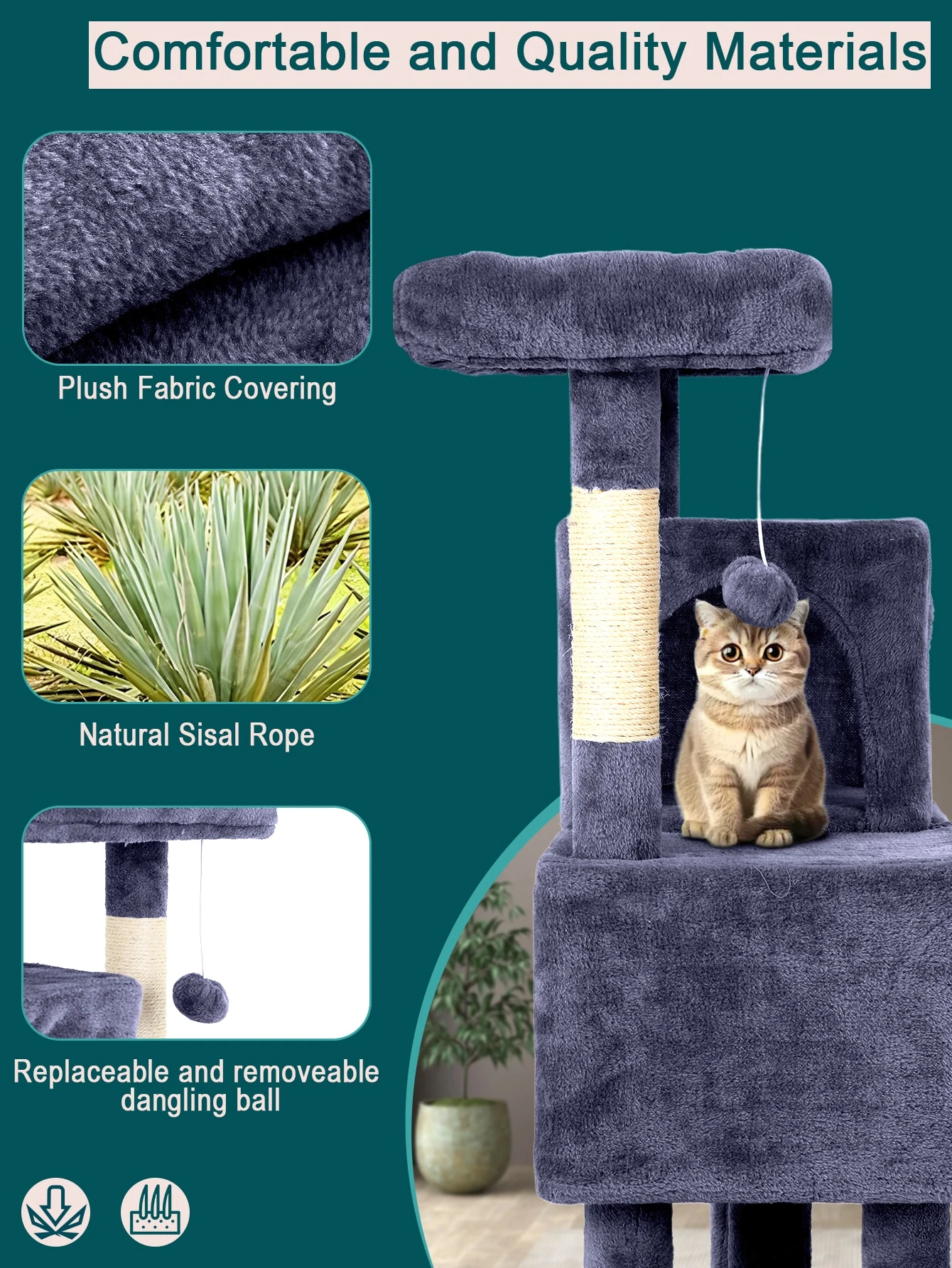 36 Inches Cat Tree For Indoor Cats Cat Tower With Scratching Posts ...