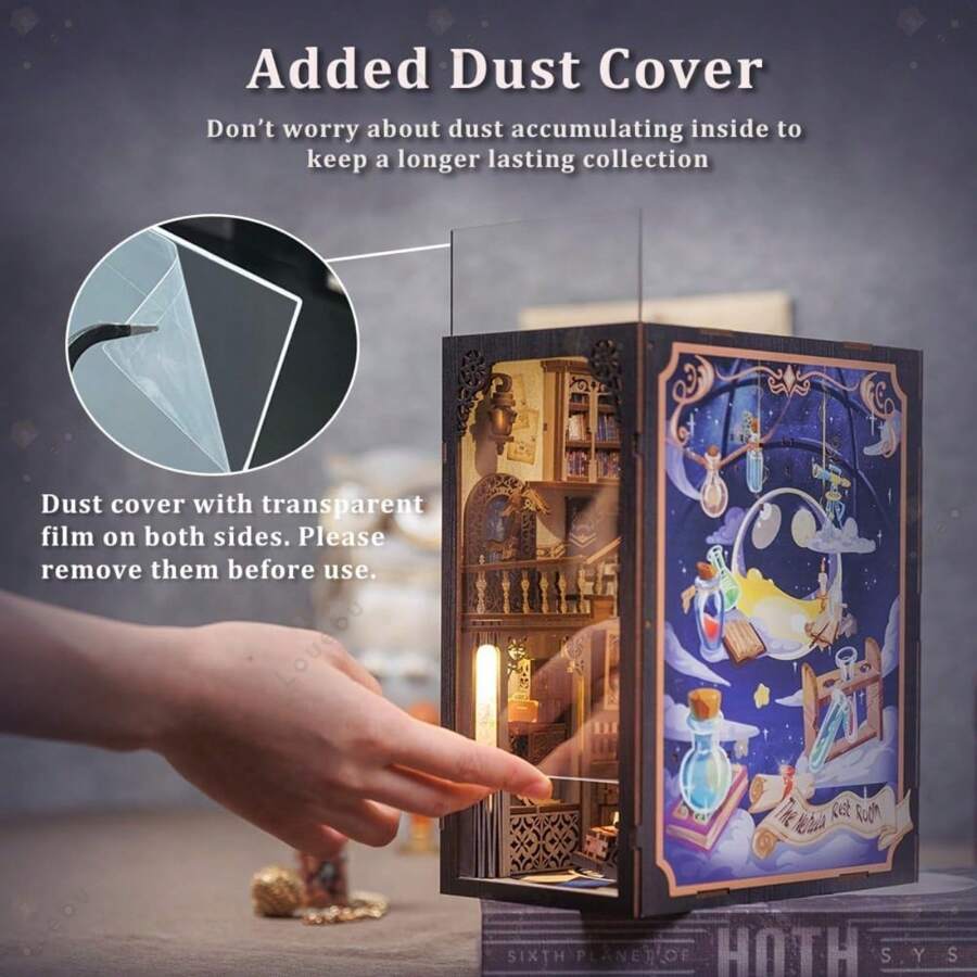 DIY Book Nook Kit With Dust Cover, DIY Dollhouse Booknook Bookshelf ...